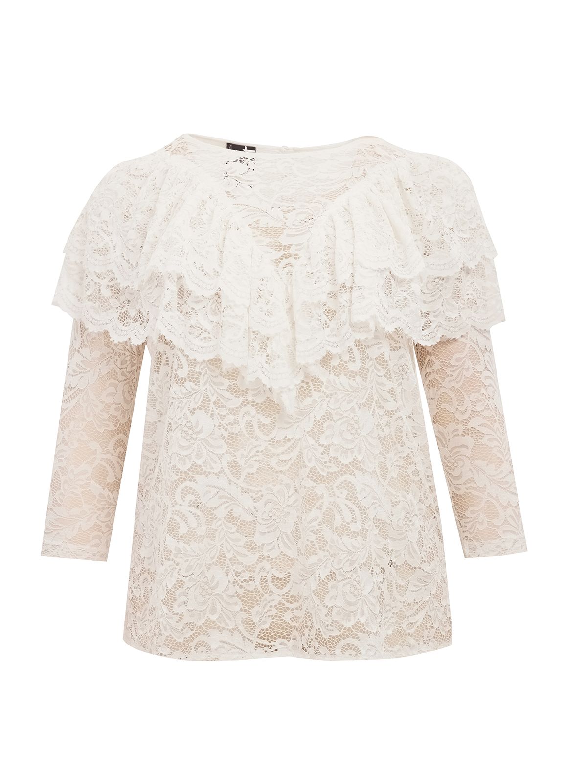 Lace-textured blouse with ruffles | mat fashion