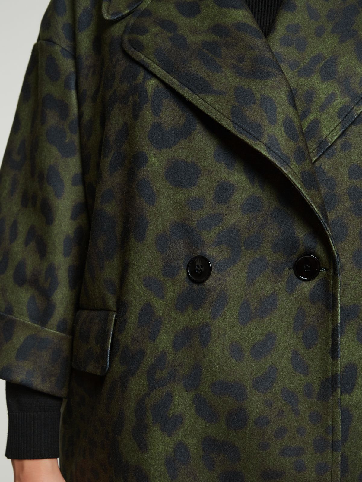 green leopard coat