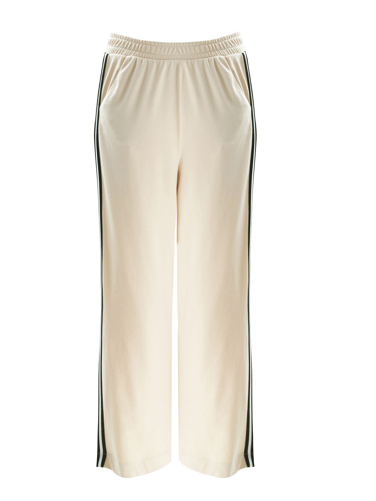 Wide-leg cream pants with side stripes | mat fashion