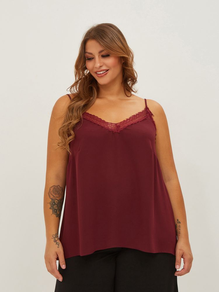 Lace-detailed cami top | mat fashion