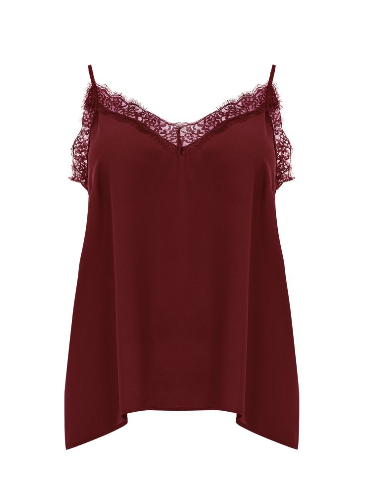 Lace-detailed cami top | mat fashion