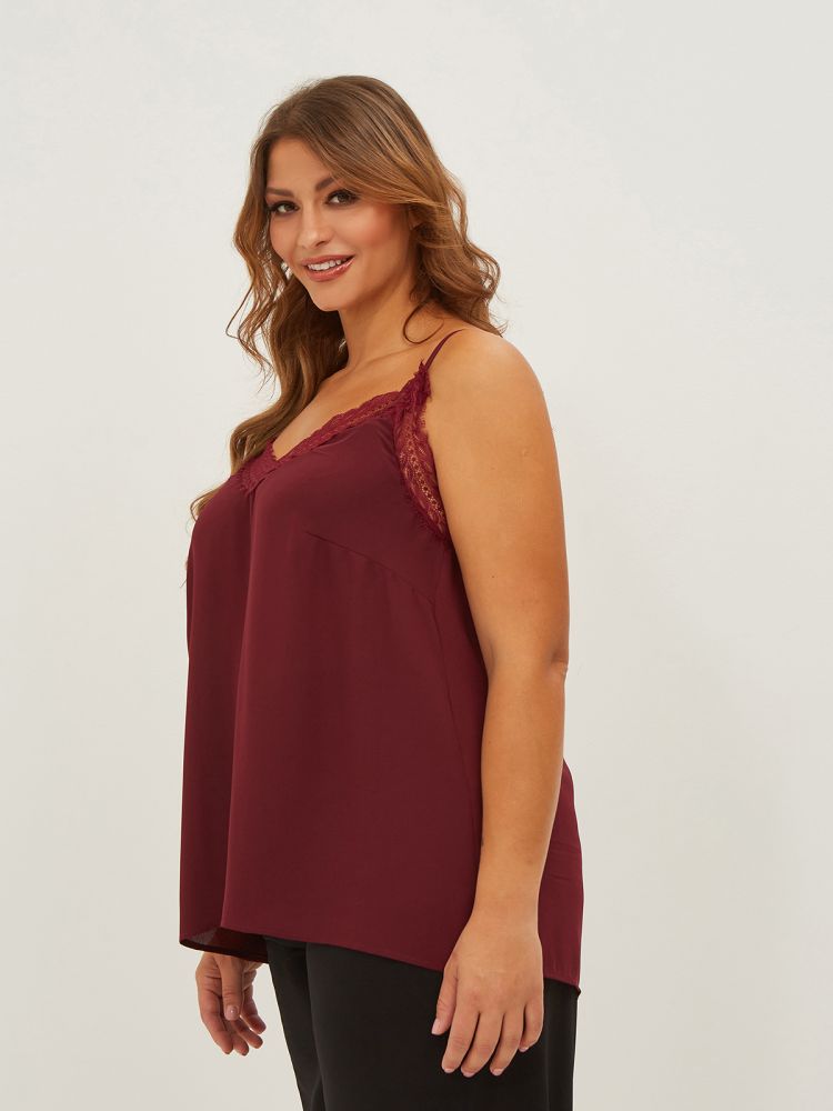 Lace-detailed cami top | mat fashion